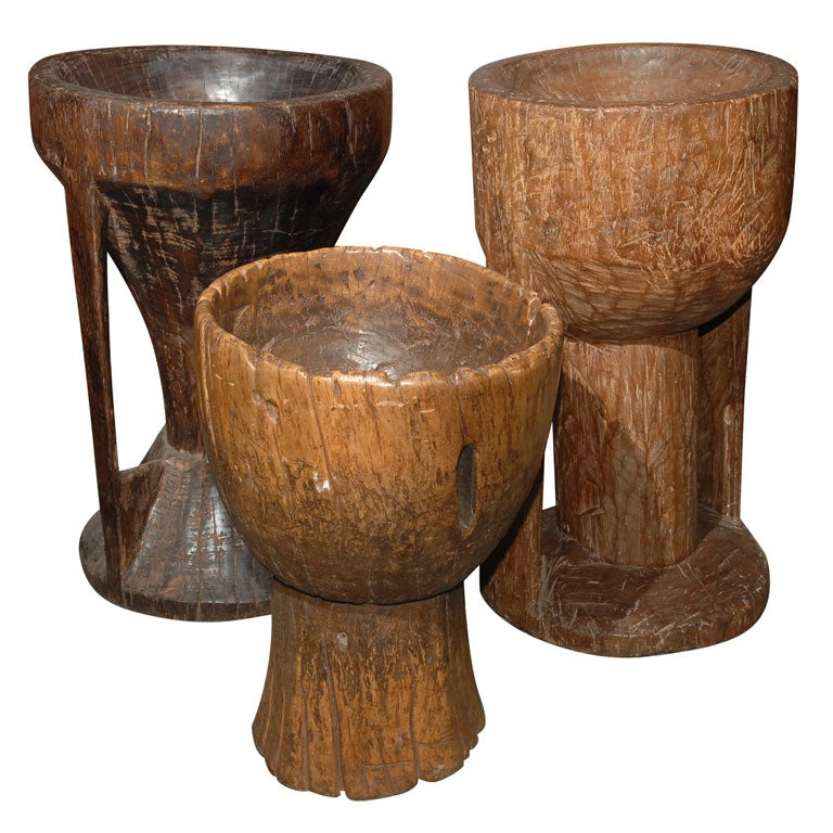 Teak Rice Flour Grinders (ref# from left to right EZ36,4145b,K7) at 1stDibs