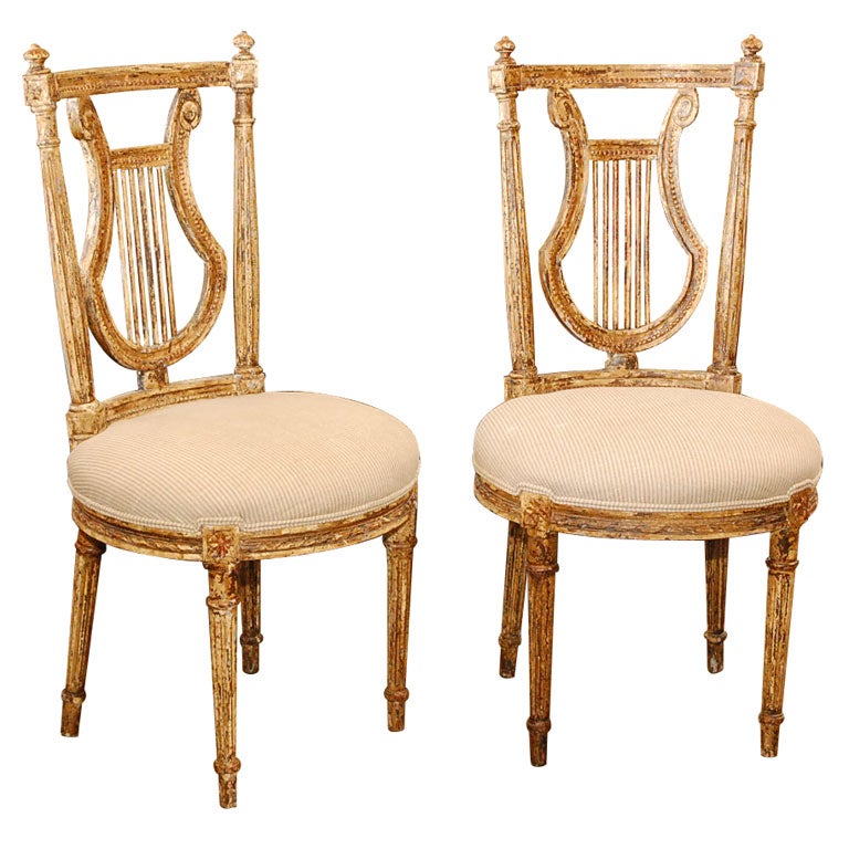 Pair of Antique "Harp" Back Chairs at 1stDibs
