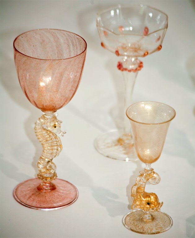 Examples of Sets of Hand Blown Venetian Stemware For Sale at 1stDibs