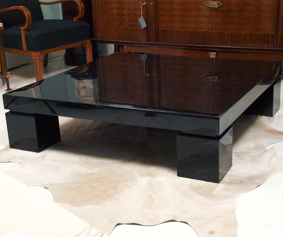 Low Black Lacquer Coffee Table at 1stDibs