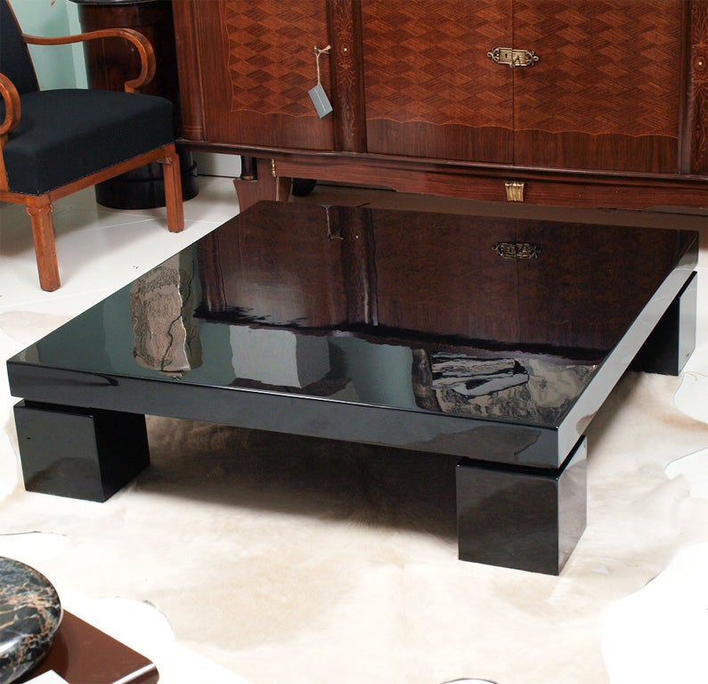 Low Black Lacquer Coffee Table at 1stDibs
