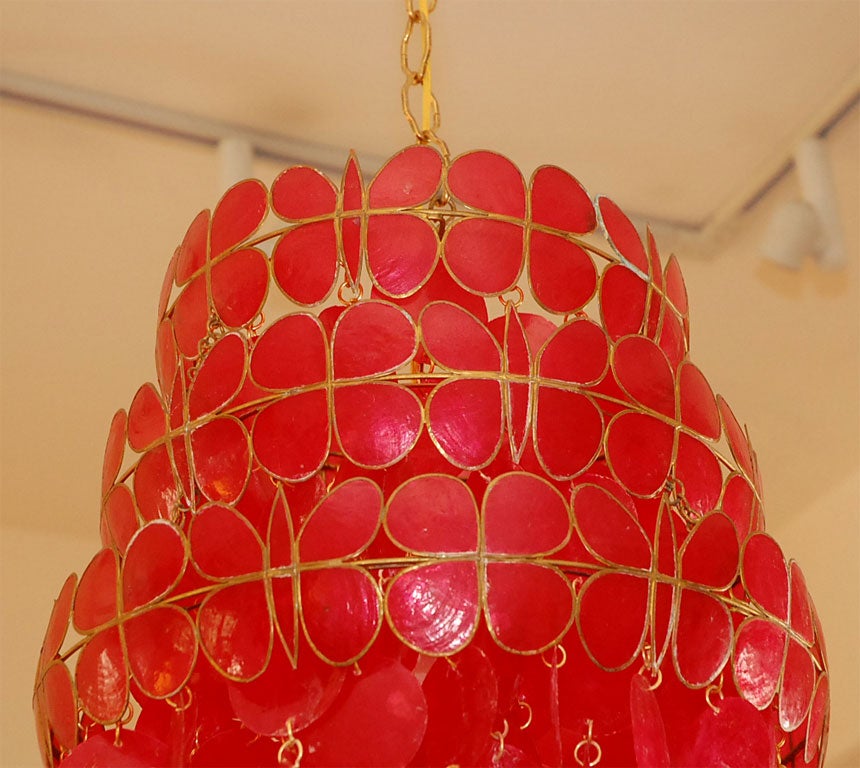 Mid-Century Red Capiz Shell Chandelier at 1stDibs