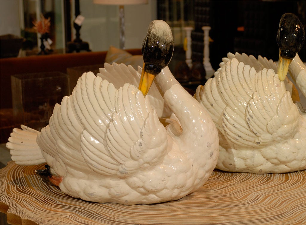 Pair of French Swan Figures For Sale at 1stDibs
