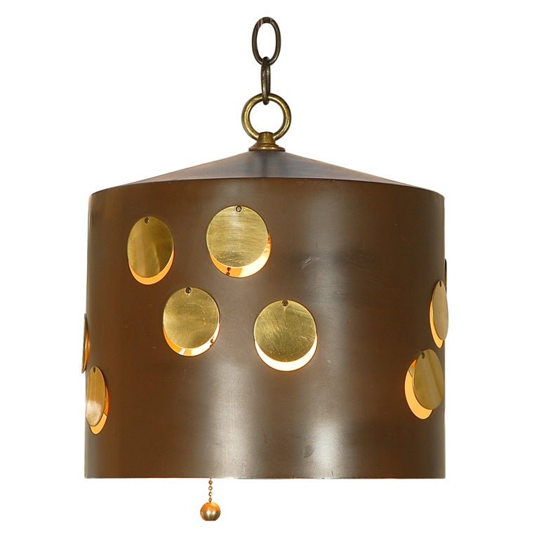 Hanging Light with Adjustable Brass Discs at 1stDibs
