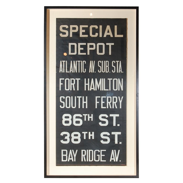 Framed New York Subway Train Destination Sign at 1stDibs