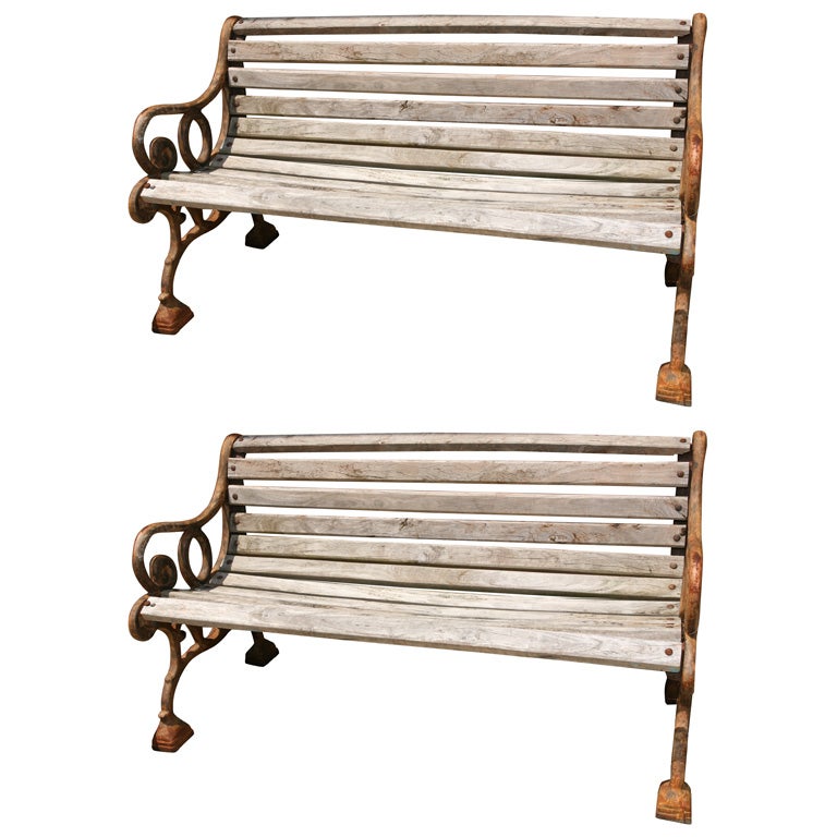 Pair of French Park Benches at 1stDibs