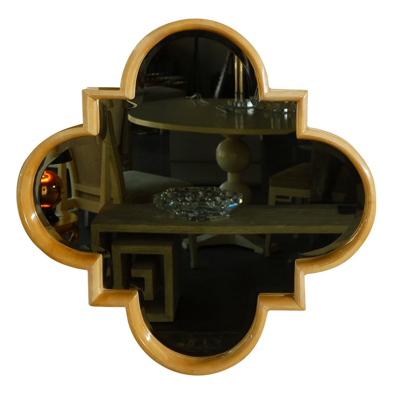 Dyed Parchment Quatrefoil Mirror in Natural at 1stDibs