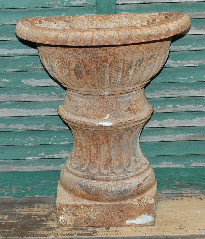 Pair Cast Iron Half Urns at 1stDibs