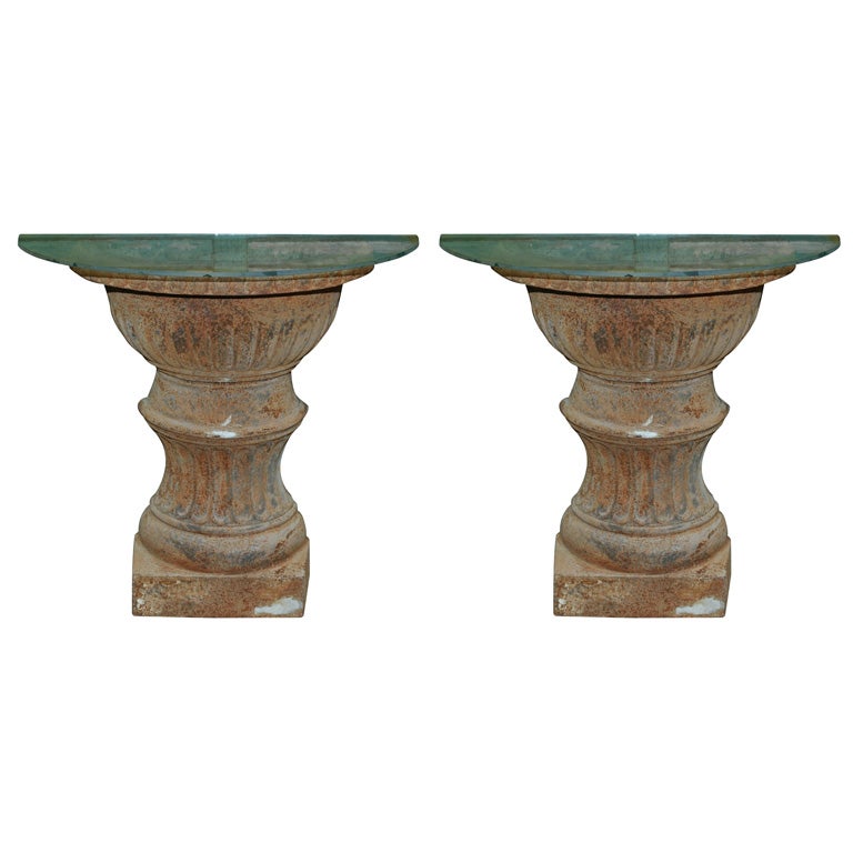 Pair Cast Iron Half Urns at 1stDibs