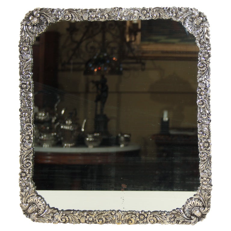 Ornate Silverplate Mirror For Sale at 1stDibs