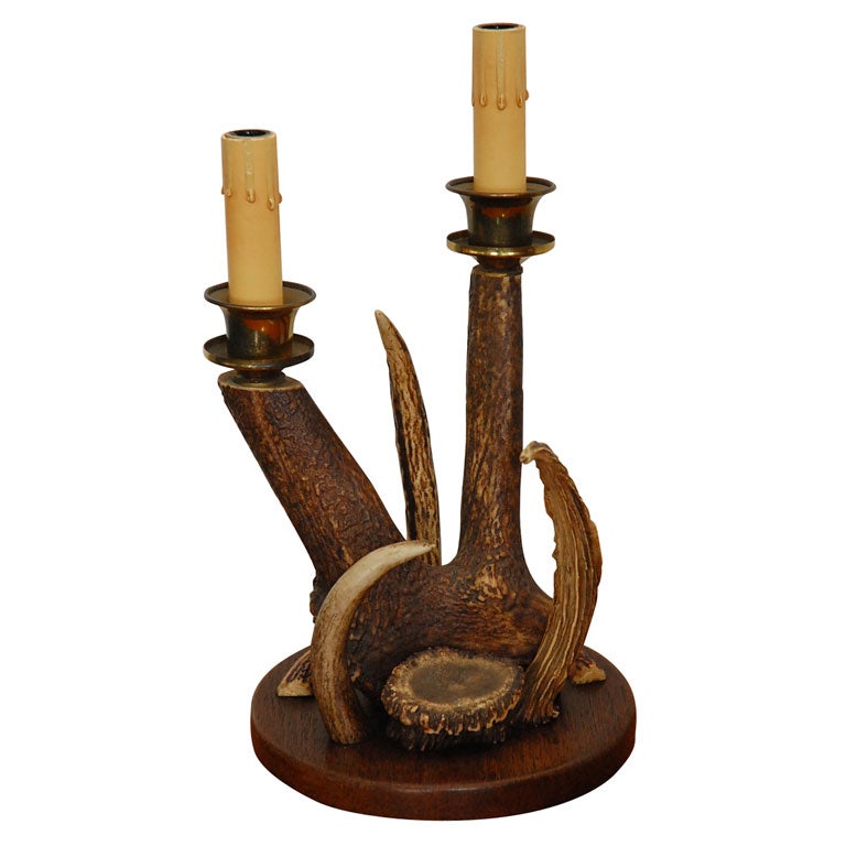 Unique Elk Deer and Horn Table Lamp at 1stDibs