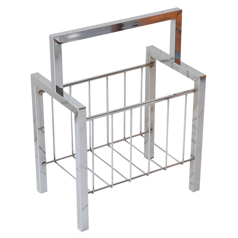 Chrome Magazine Rack attributed to Milo Baughman at 1stDibs