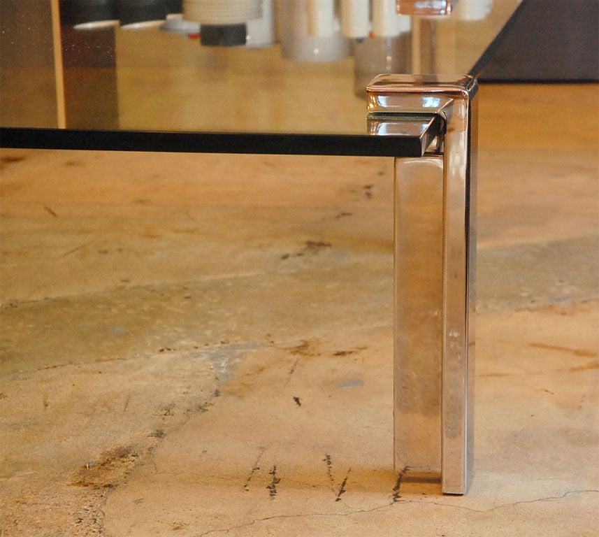 Gerald McCabe Clamp Leg Glass Coffee Table at 1stDibs