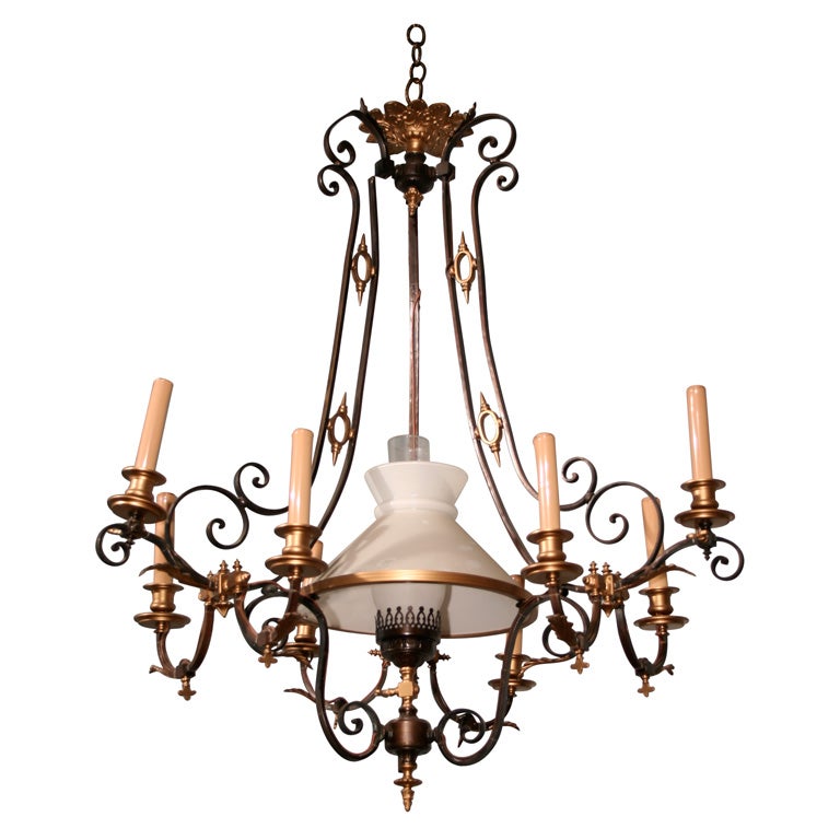 Original Gas Chandelier Converted to Candle/Kerosene Fixture For Sale ...
