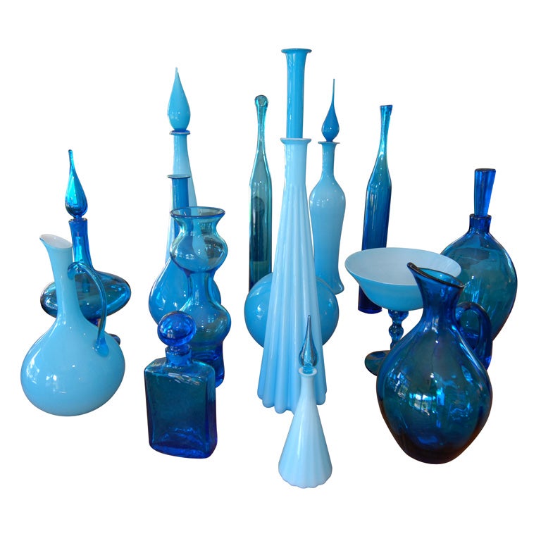 Spectacular Group of Vintage Blue Glass at 1stDibs