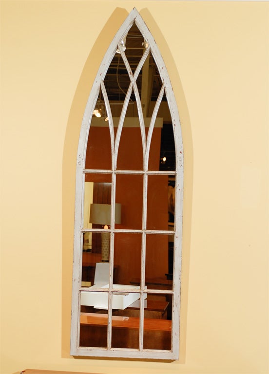 English Gothic Revival Broken Arch Painted Window Frame with Mirrored ...