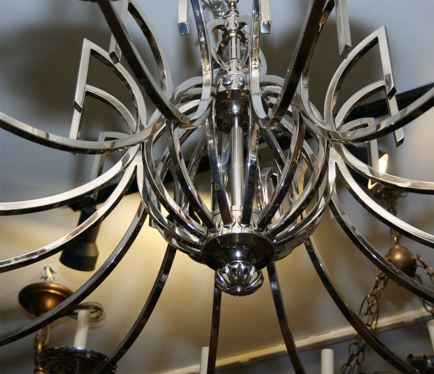 Large Nickel-Plated Chandelier at 1stDibs