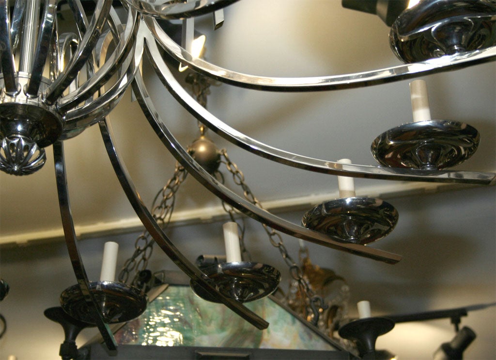 Large Nickel-Plated Chandelier at 1stDibs