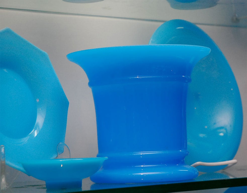 42 Pieces of Old Blue Opaline Glass at 1stDibs