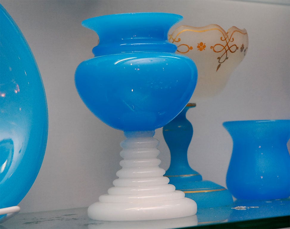 42 Pieces of Old Blue Opaline Glass at 1stDibs