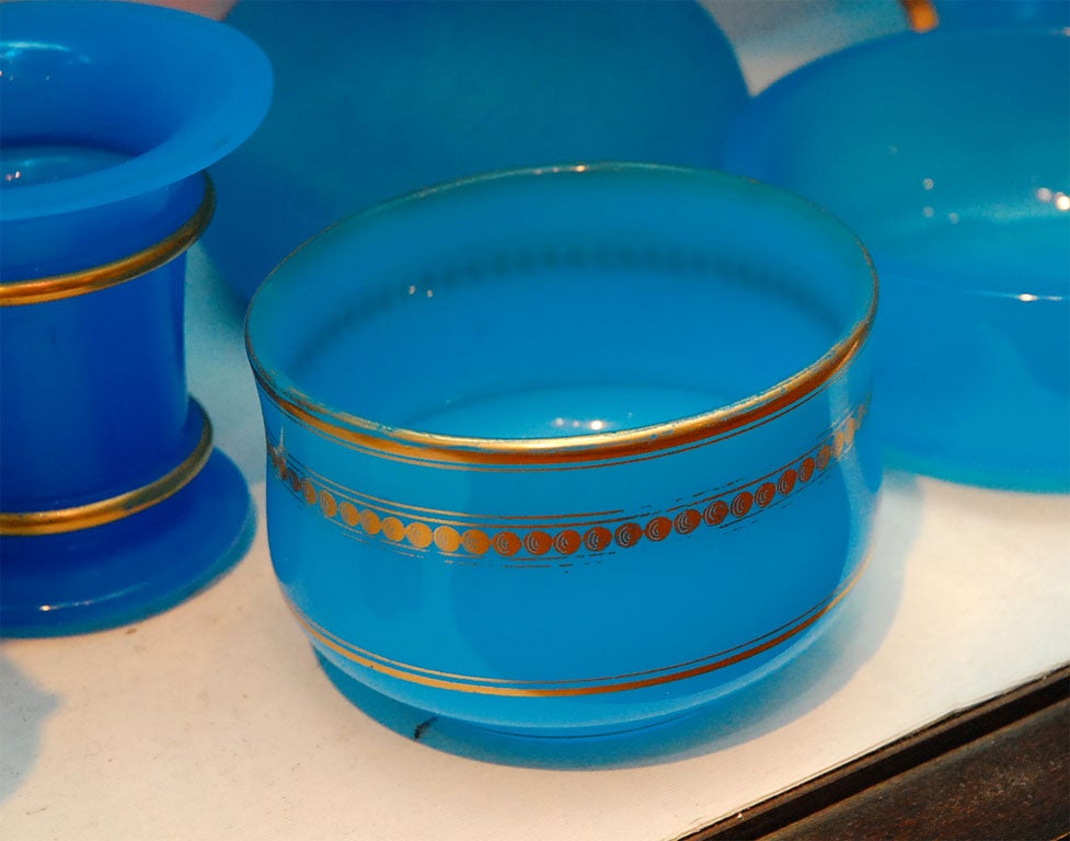 42 Pieces of Old Blue Opaline Glass at 1stDibs