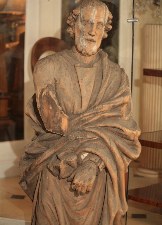 Carved Wood Statue of Saint Thomas at 1stDibs