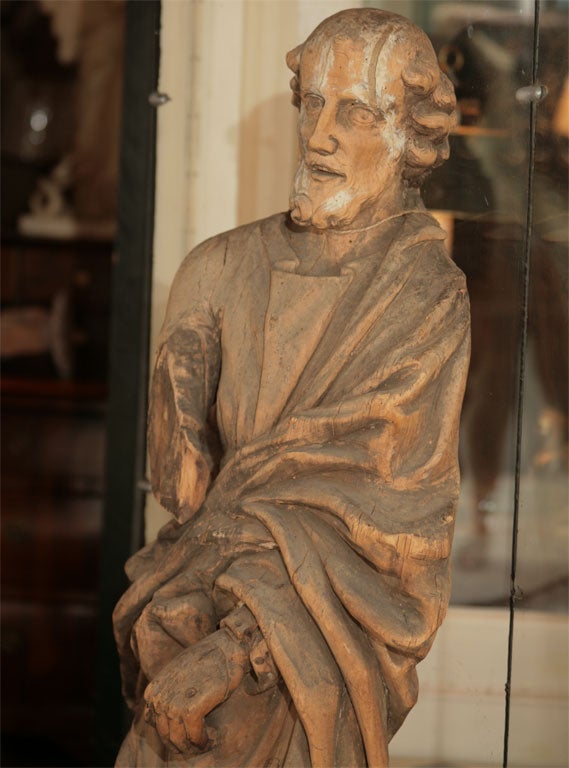 Carved Wood Statue of Saint Thomas at 1stDibs
