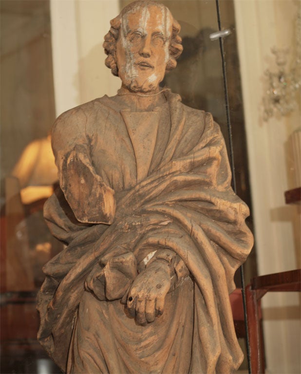 Carved Wood Statue of Saint Thomas at 1stDibs