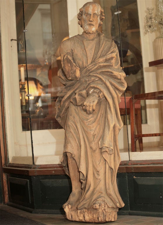 Carved Wood Statue of Saint Thomas at 1stDibs