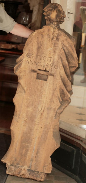 Carved Wood Statue of Saint Thomas at 1stDibs