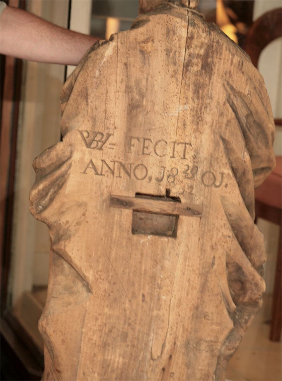 Carved Wood Statue of Saint Thomas at 1stDibs