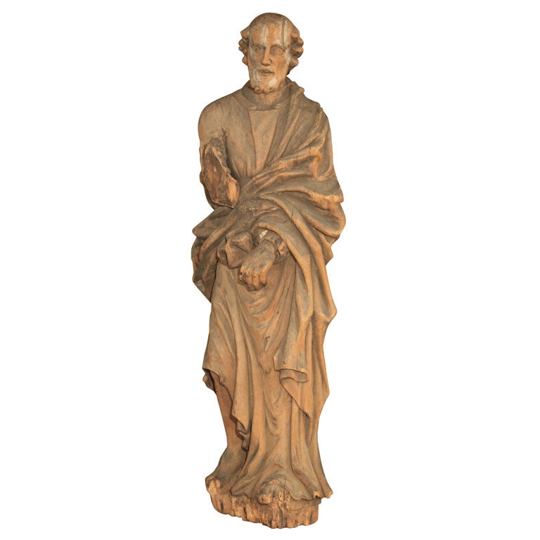 Carved Wood Statue of Saint Thomas at 1stDibs