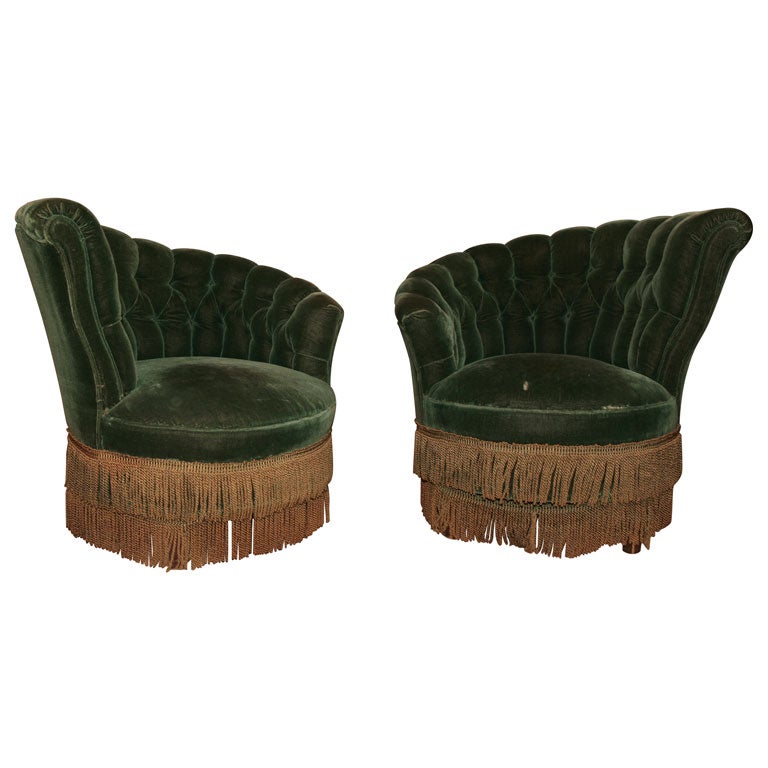Swirling Deco Tufted Club Chairs at 1stDibs | swirling chair