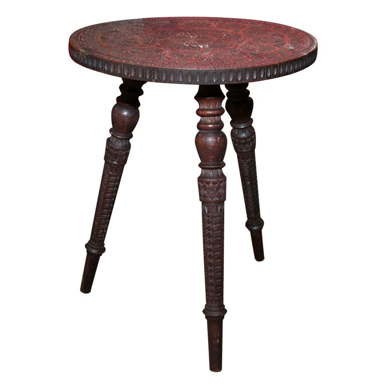 Chip-Carved Anglo Indian Round Table at 1stDibs