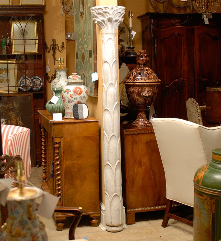 PAIR OF MID CENTURY WHITE PLASTER PALM TREE PILASTER at 1stDibs
