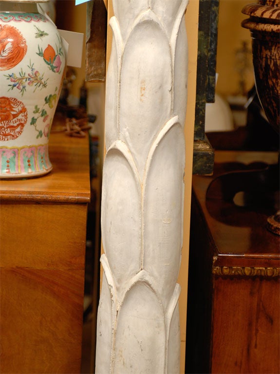 PAIR OF MID CENTURY WHITE PLASTER PALM TREE PILASTER at 1stDibs