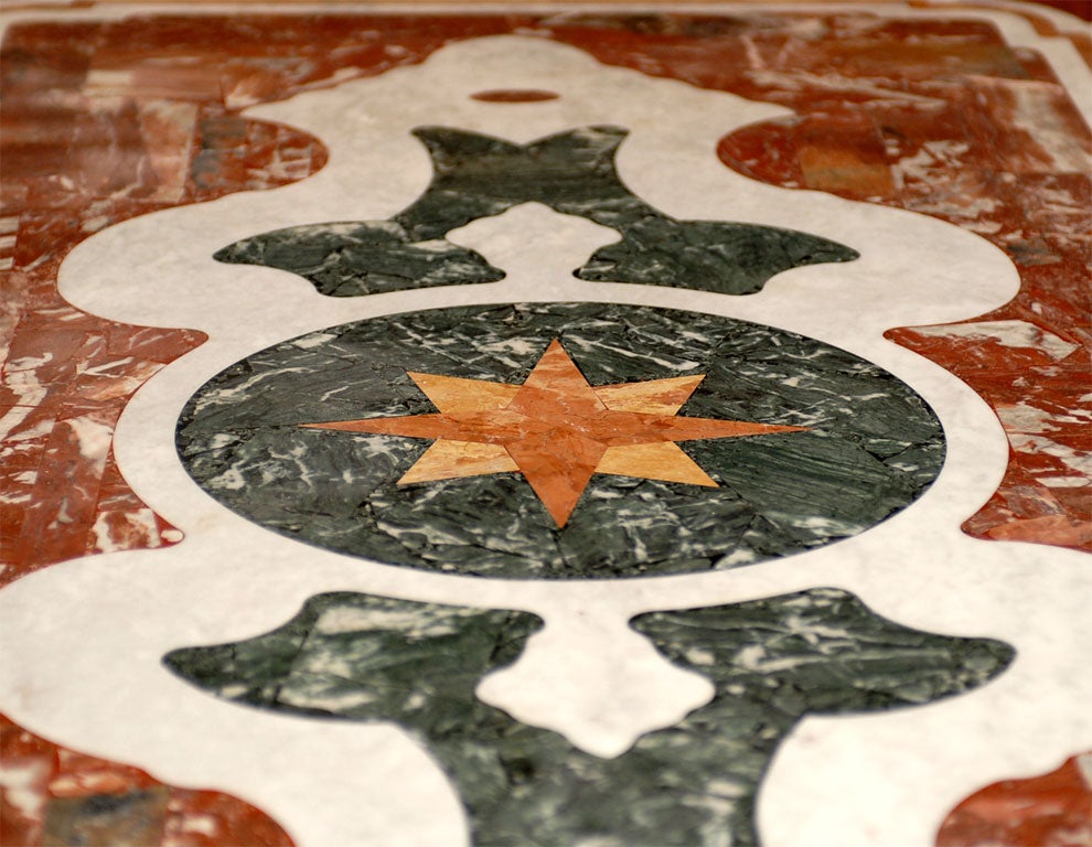 Italian Inlaid Marble Top Table with Iron Base at 1stDibs