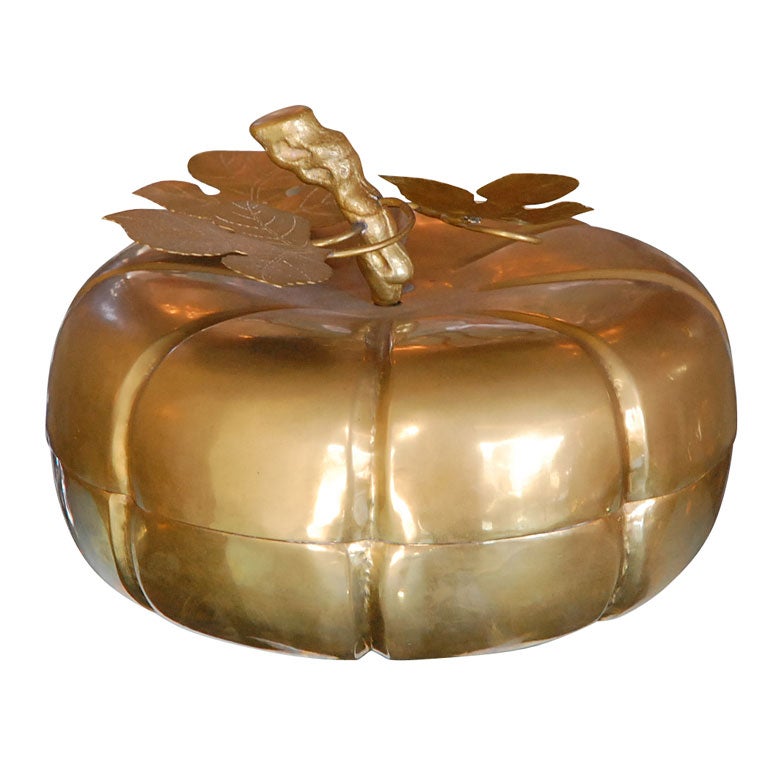 Lidded Brass Pumpkin or Gourd at 1stDibs
