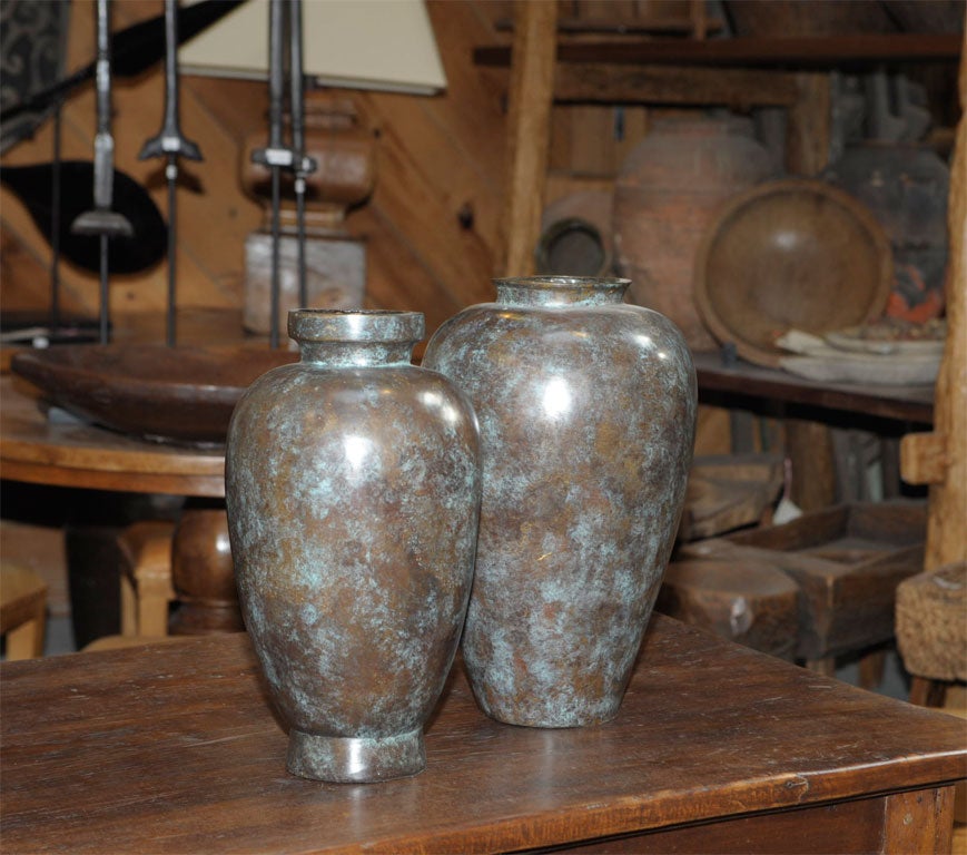 Solid Brass Elongated Vessels with Bronze/ Verdigris finish at 1stDibs