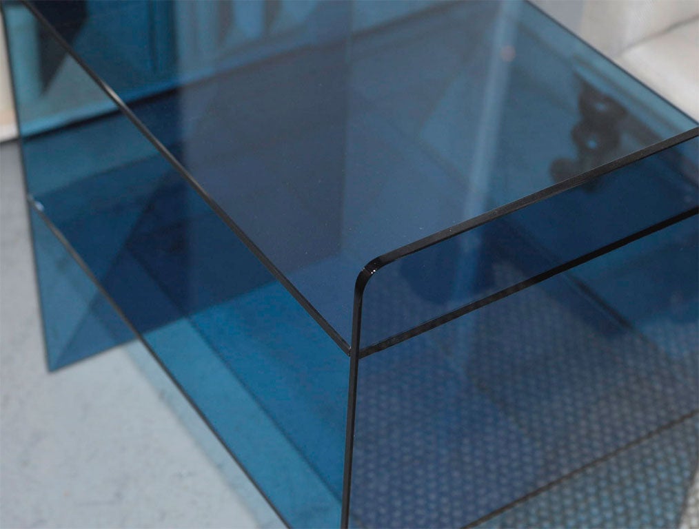Blue Glass Side Table For Sale at 1stDibs