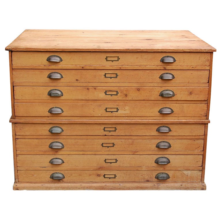 Vintage Double Flat File In Pine At 1stdibs