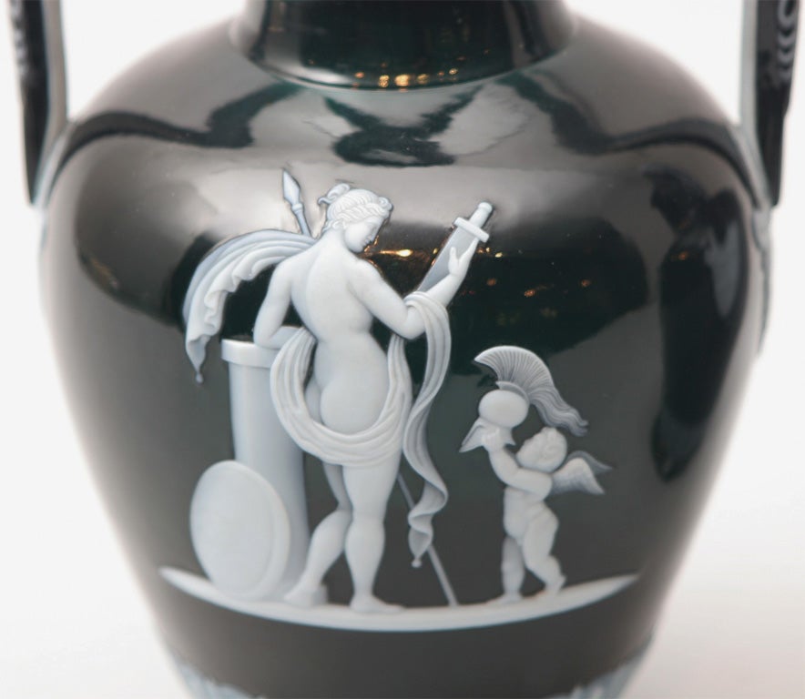 Pair Of English Cameo Glass Figural Vases at 1stDibs
