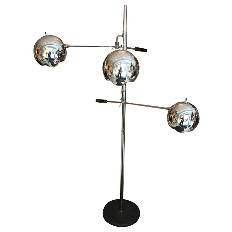 Three Head Chrome Floor Lamp at 1stDibs