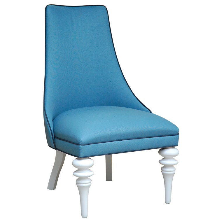 Blue Slipper Chair at 1stDibs