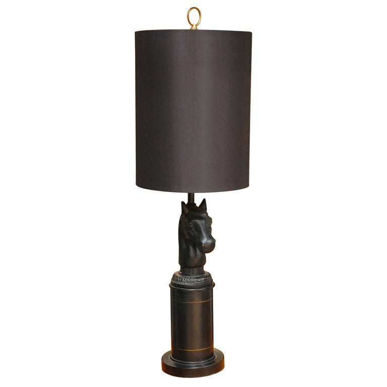Vintage Black Horse Head Lamp at 1stDibs