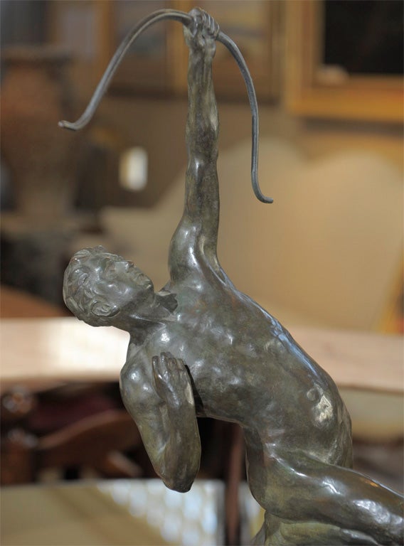Bronze statue of an archer signed Debo For Sale at 1stDibs