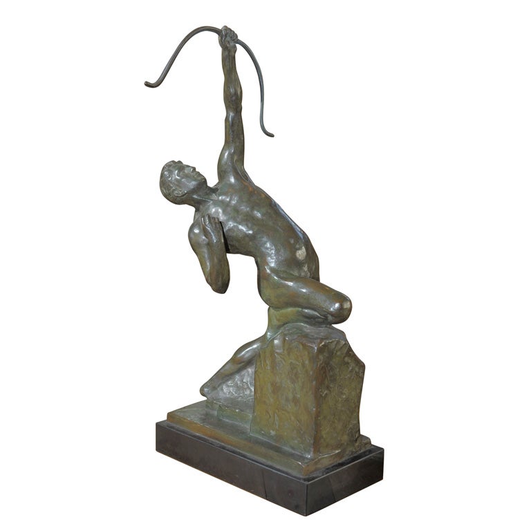 Bronze statue of an archer signed Debo For Sale at 1stDibs