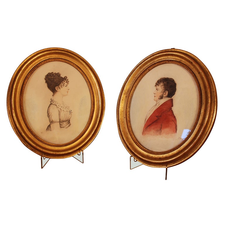 Pair of Oval Portraits, American School at 1stDibs