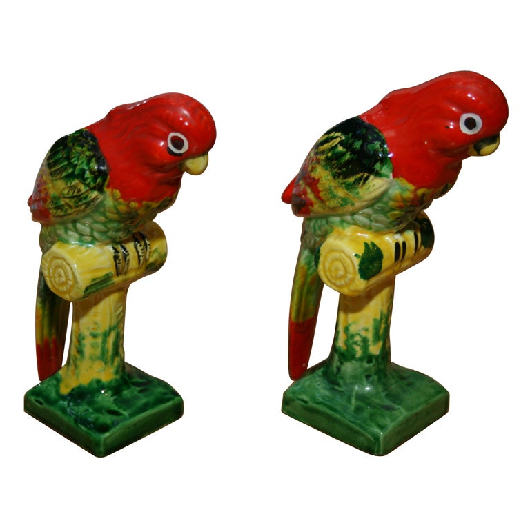 Pair of Hand Painted Parrots on Perch Vases by Napco at 1stDibs | napco ...