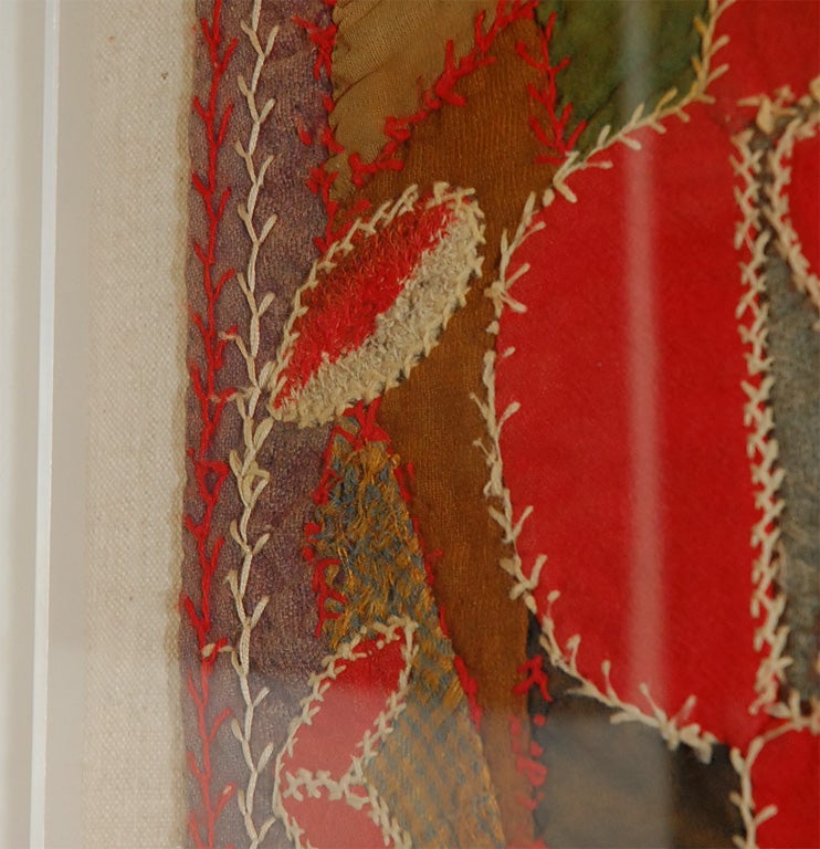 19TH C. RARE LINSEY-WOOLSEY DOLL QUILT IN PLEXY MOUNT at 1stDibs